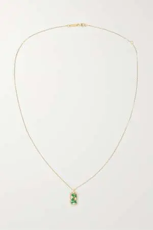 SUZANNE KALAN 18-karat Gold Diamond And Emerald Necklace
