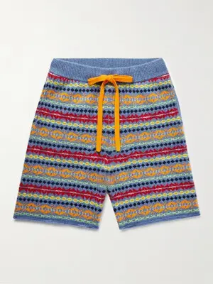 THE ELDER STATESMAN Fair Isle Cashmere Shorts