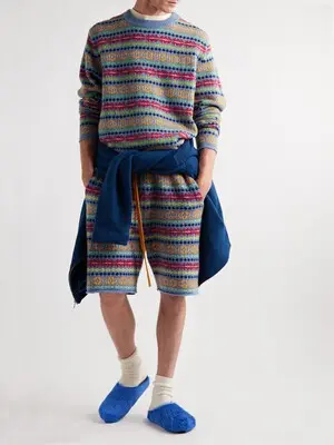 THE ELDER STATESMAN Fair Isle Cashmere Shorts