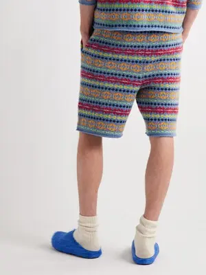THE ELDER STATESMAN Fair Isle Cashmere Shorts