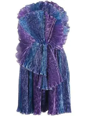 Alberta Ferretti Ruffle-detail Pleated Lamé Minidress