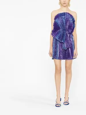 Alberta Ferretti Ruffle-detail Pleated Lamé Minidress