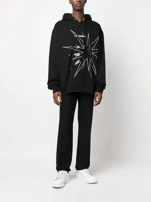 LES HOMMES Logo Star-print Drawstring Hoodie