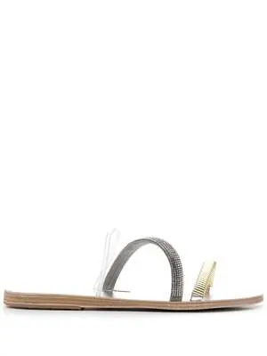ANCIENT GREEK SANDALS Open Toe Flat Sandals - Silver
