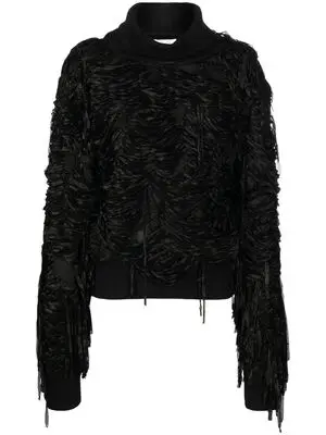QUIRA Fringed Long-sleeve Jumper