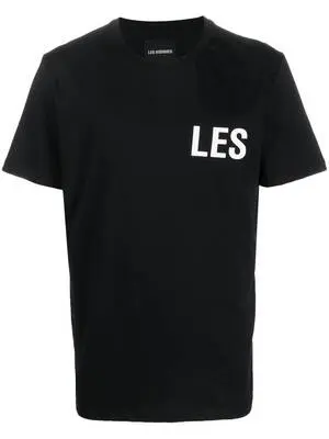 LES HOMMES Logo-print Short-sleeve T-shirt - Black