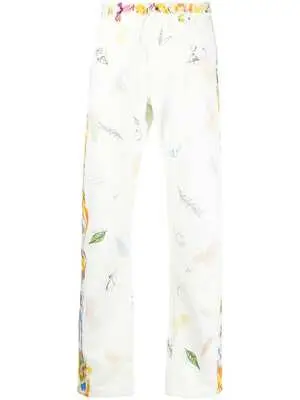 Casablanca Graphic-print Straight-leg Jeans - White