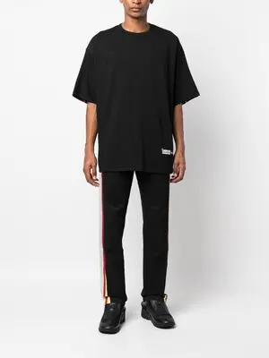 INCOTEX RED X FACETASM Stripe-detail Short-sleeved T-shirt - Black