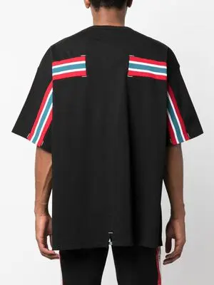 INCOTEX RED X FACETASM Stripe-detail Short-sleeved T-shirt - Black