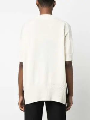 JIL SANDER Cream White Cashmere Short Sleeve Top - Neutrals