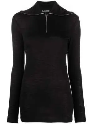 JIL SANDER Logo-print Roll-neck Knitted Top