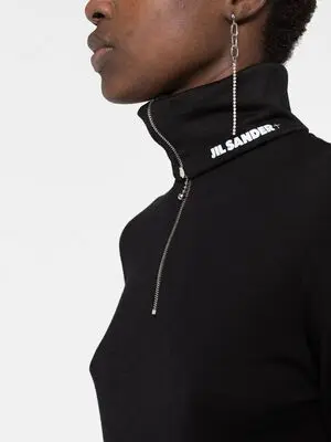 JIL SANDER Logo-print Roll-neck Knitted Top