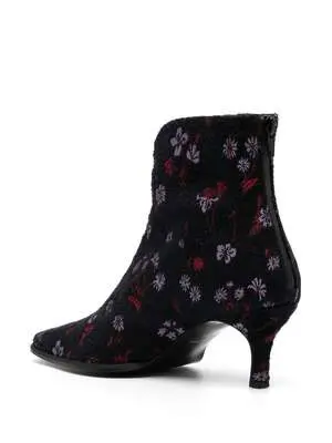 MAME KUROGOUCHI Floral-embroidered Velvet Boots