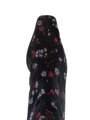 MAME KUROGOUCHI Floral-embroidered Velvet Boots