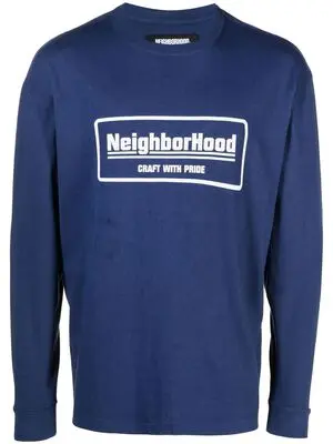 NEIGHBORHOOD Logo-print Long-sleeve T-shirt - Blue