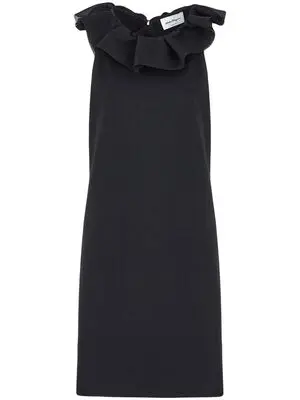 FERRAGAMO Ruffled-neck Sleeveless Dress - Black