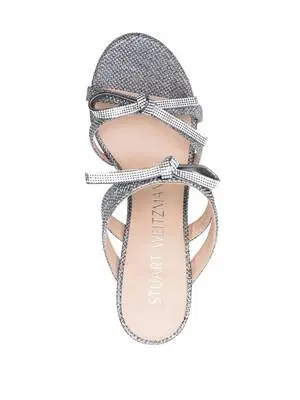 STUART WEITZMAN 90mm Glittered Bow-detail Sandals