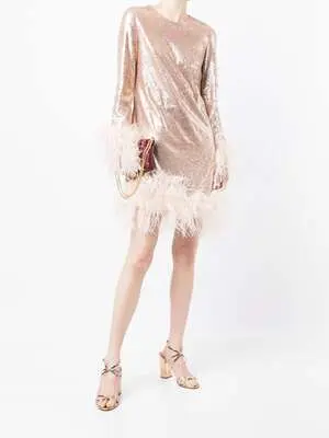 GILDA & PEARL Seraphina Feather-trim Midi Dress
