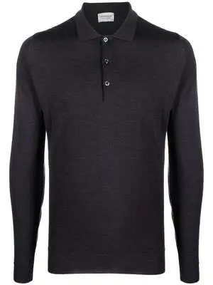 John Smedley Button-front Long-sleeved Polo Shirt - Grey