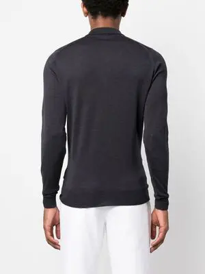 John Smedley Button-front Long-sleeved Polo Shirt - Grey
