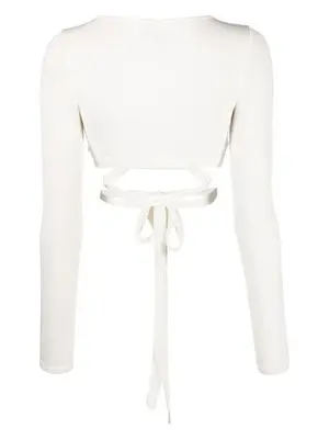MAISON CLOSE Ribbed Wrap Design Long Sleeve Top
