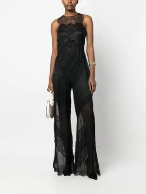 Alberta Ferretti Silk Lace-panelled Jumpsuit