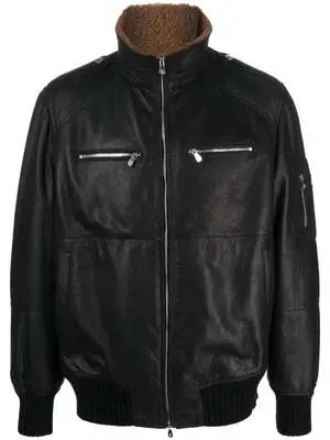 Brunello Cucinelli Shearling-lined Bomber Jacket Black