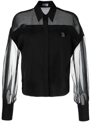 Brunello Cucinelli Semi-sheer Long-sleeve Shirt