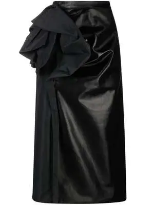 MAISON MARGIELA Faux-leather Draped Midi Skirt