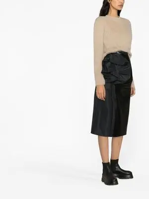 MAISON MARGIELA Faux-leather Draped Midi Skirt