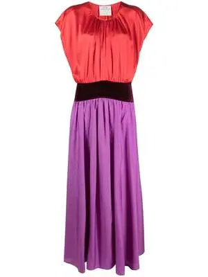 FORTE_FORTE Colour-block Silk Maxi Dress