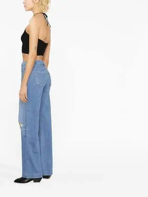 Paige Distressed Straight Leg Jeans