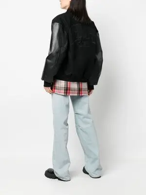 VTMNTS Logo-patch Long-sleeve Bomber Jacket - Black