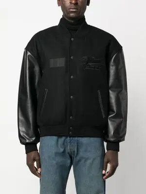 VTMNTS Logo-patch Long-sleeve Bomber Jacket - Black