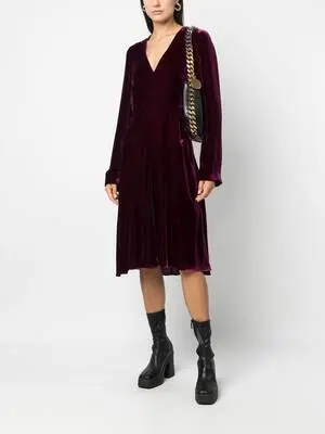 Stella McCartney Velvet V-neck Midi Dress