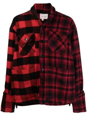 GREG LAUREN Checked Shirt Jacket - Black