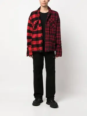 GREG LAUREN Checked Shirt Jacket - Black