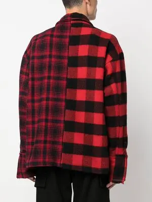 GREG LAUREN Checked Shirt Jacket - Black