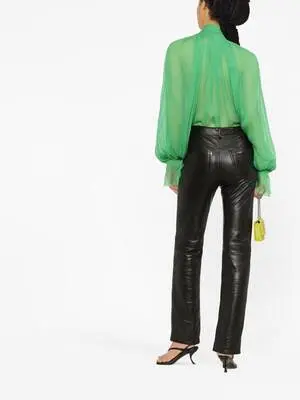 ATU BODY COUTURE Pussy-bow Silk Blouse - Green