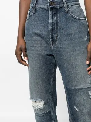 Jacob Cohen Distressed High-rise Straight Leg Jeans