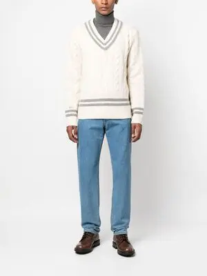 Polo Ralph Lauren Tipped V-neck Cable-knit Jumper