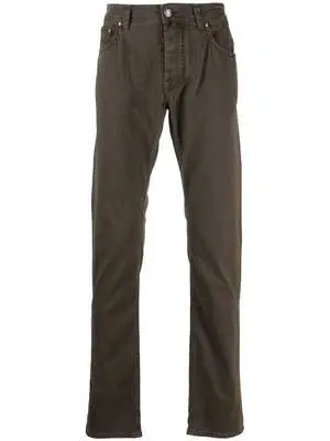 Jacob Cohen Straight-leg Trousers With Logo Patch - Brown
