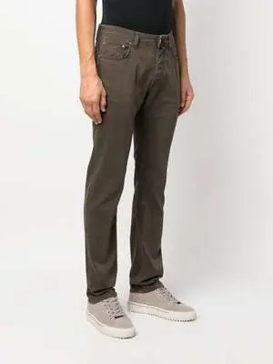Jacob Cohen Straight-leg Trousers With Logo Patch - Brown