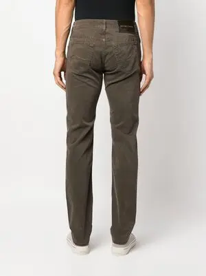 Jacob Cohen Straight-leg Trousers With Logo Patch - Brown