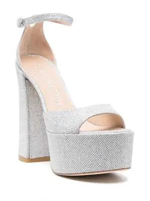 STUART WEITZMAN 150mm Glittered Platform Sandals - Silver