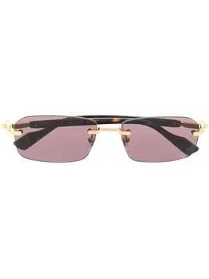 Gucci Rimless Rectangle-frame Sunglasses - Brown