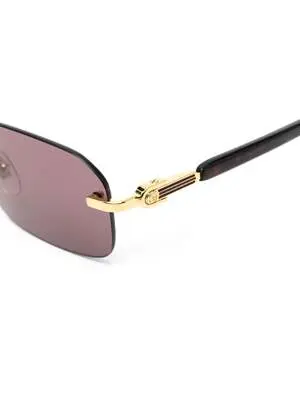 Gucci Rimless Rectangle-frame Sunglasses - Brown