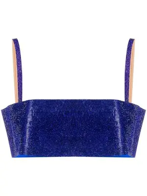 NUE Nuè Rhinestone-Embellished Cropped Top Blue