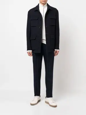 Brunello Cucinelli Pinstripe Drawstring Trousers - Blue
