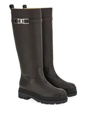 FERRAGAMO Vara-chain Detail Boots - Black
